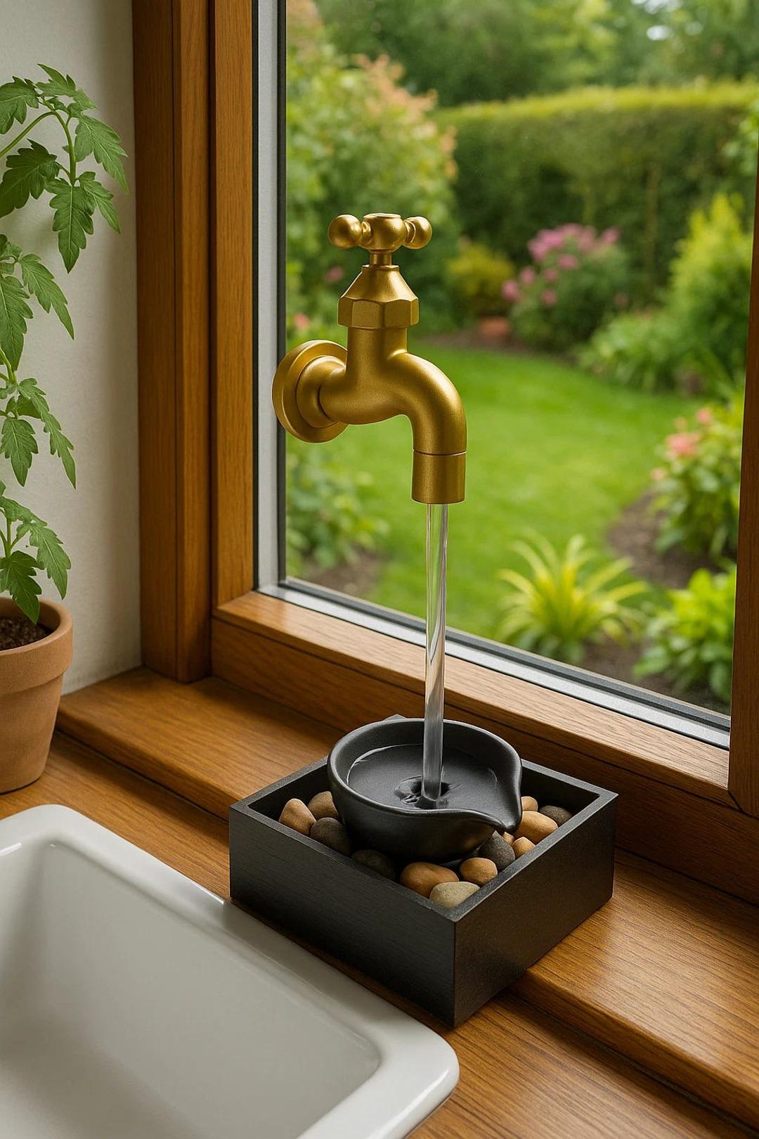 Floating Faucet Tabletop Fountain: Zen USB Indoor Water Feature With ...