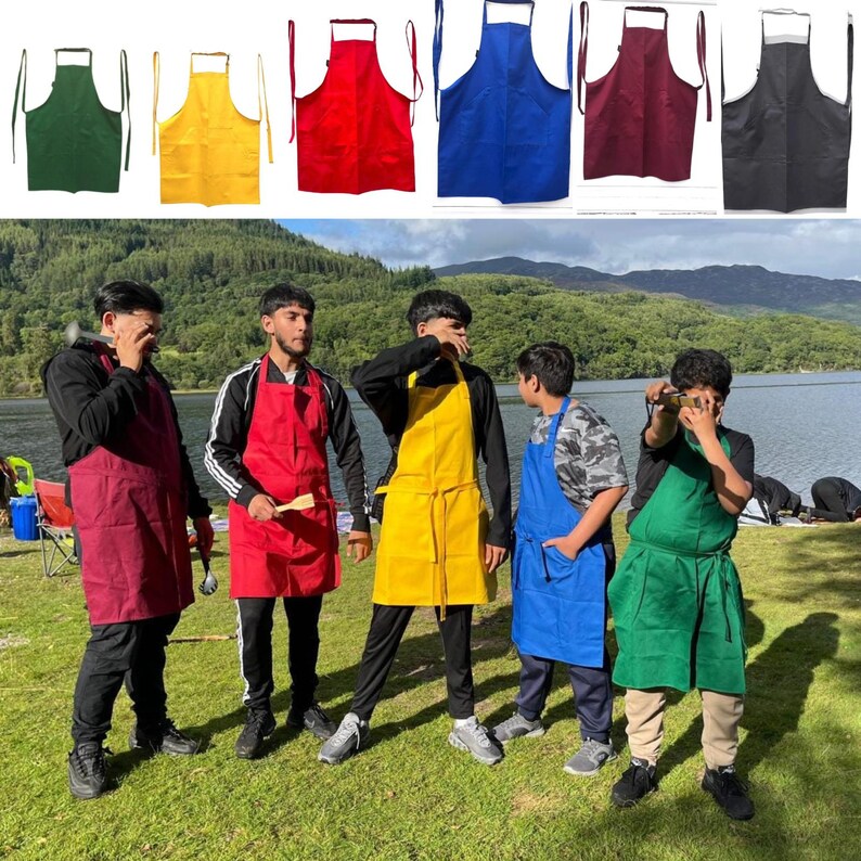 UNISEX Yellow Cotton Adult Bib Aprons With Pockets for Many Purposes ...