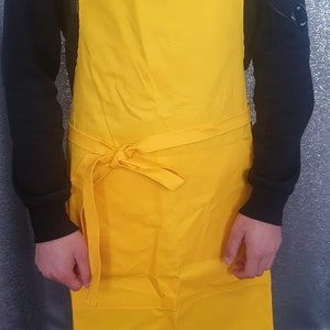 UNISEX Yellow Cotton Adult Bib Aprons With Pockets for Many Purposes ...