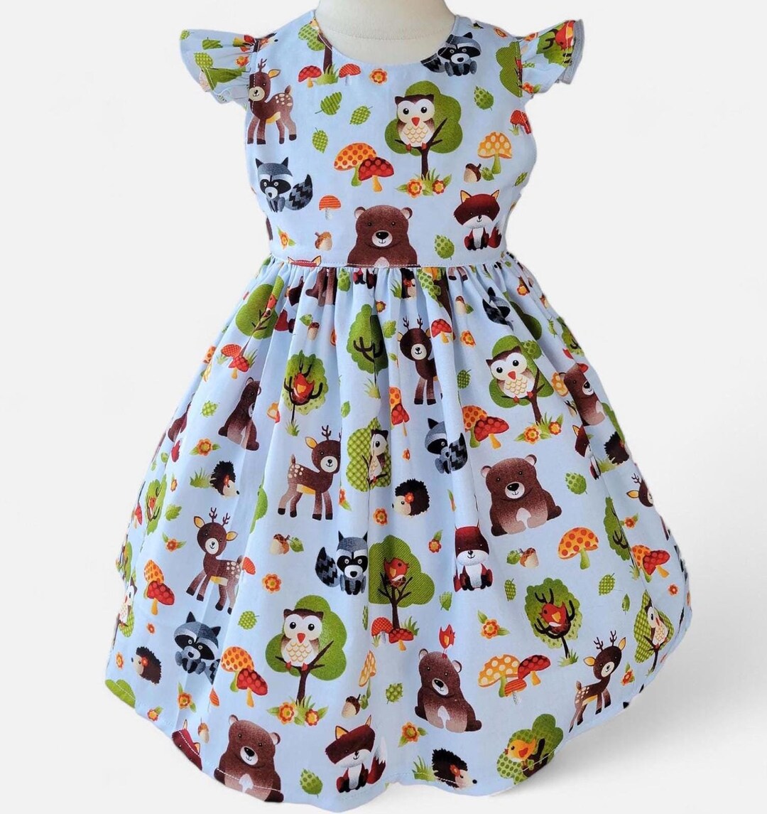 Woodland Girl Dress - Forest Animal Dress- Birthday Forest Animals ...