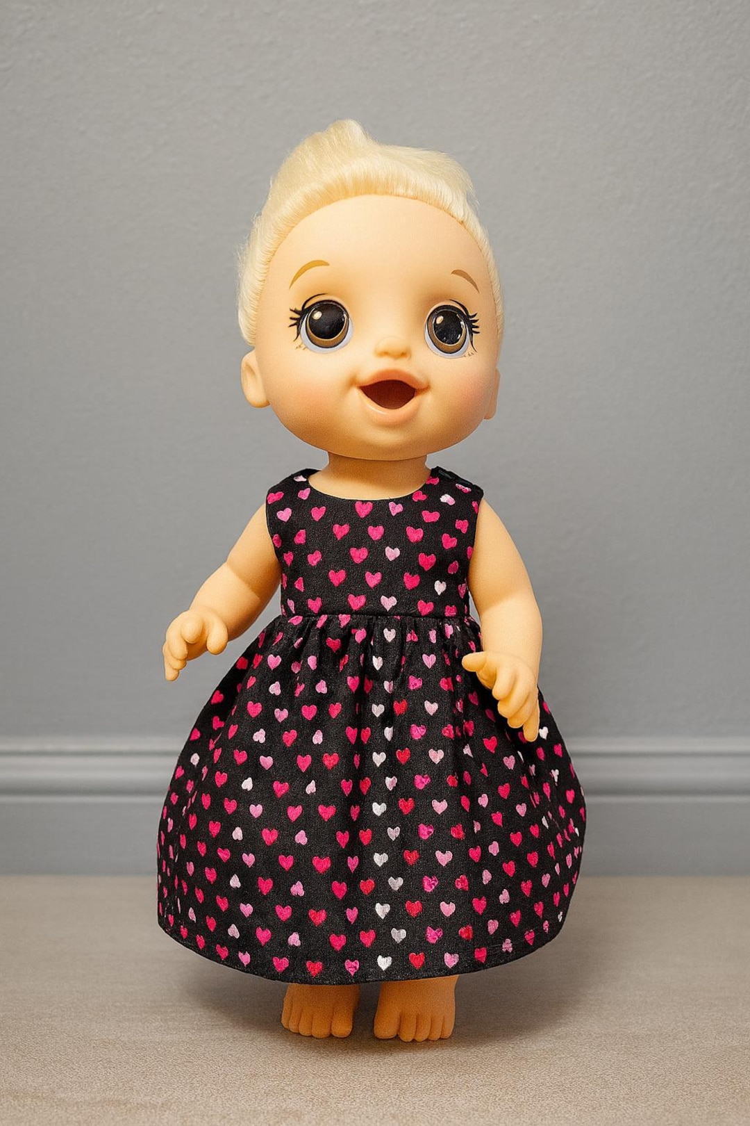 Baby Alive Doll Dress, 12 in Doll Dress, Black Dress With Hearts for ...