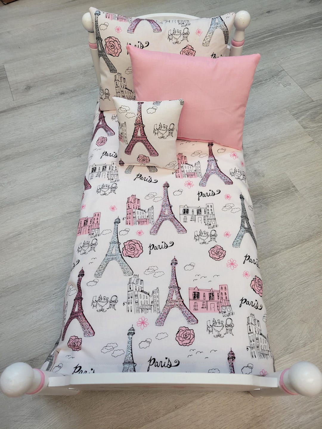 Paris 18 Inch Doll Bedding Set- Eiffel Tower Bedding Set - Doll Paris ...