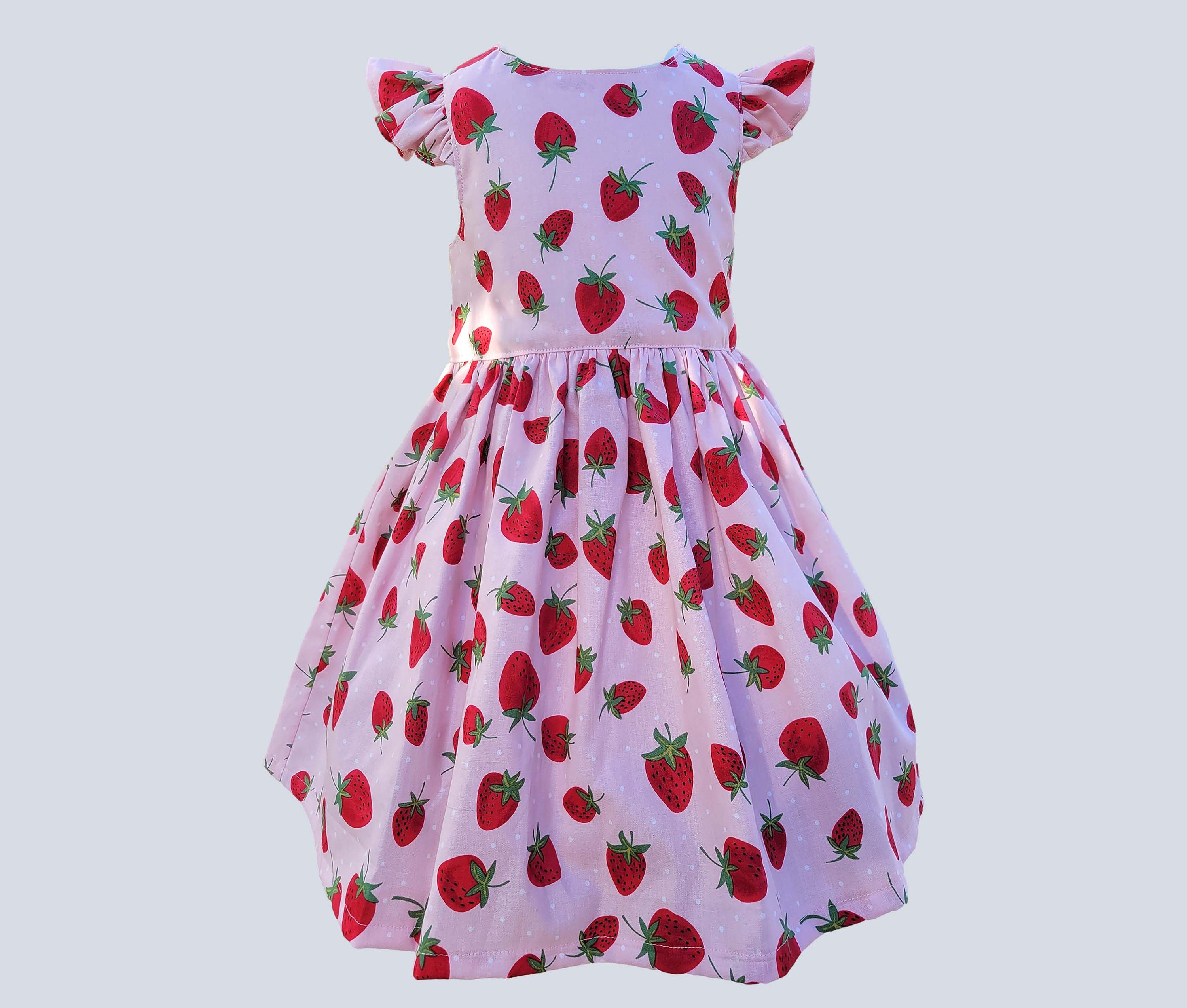 Strawberry Girls Dress, Toddler Dress, Birthday Party Dress, Pink ...