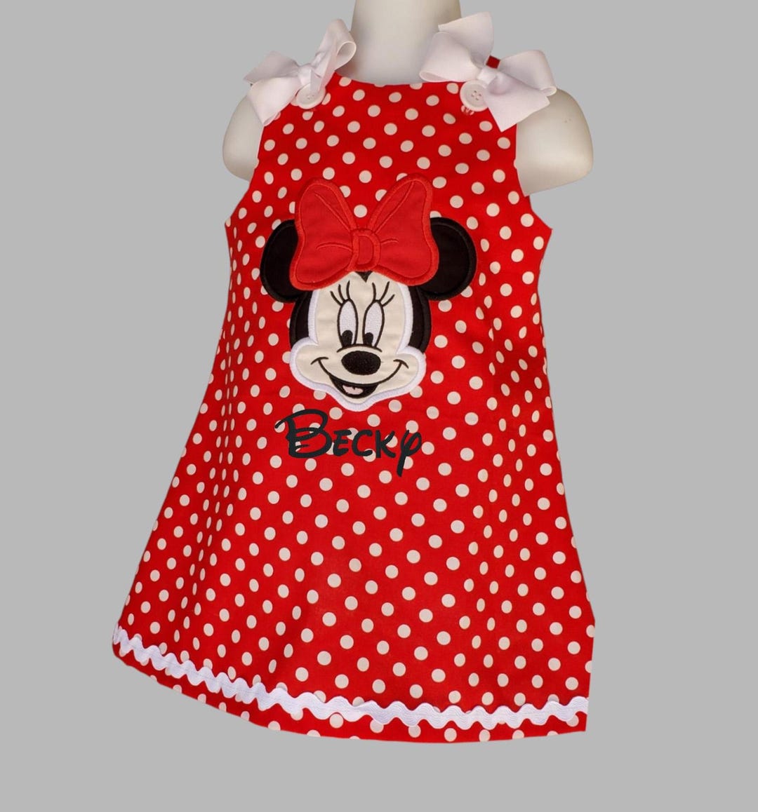 Minnie Mouse Dress: Embroidered Polka Dot Minnie Jumper Dress ...