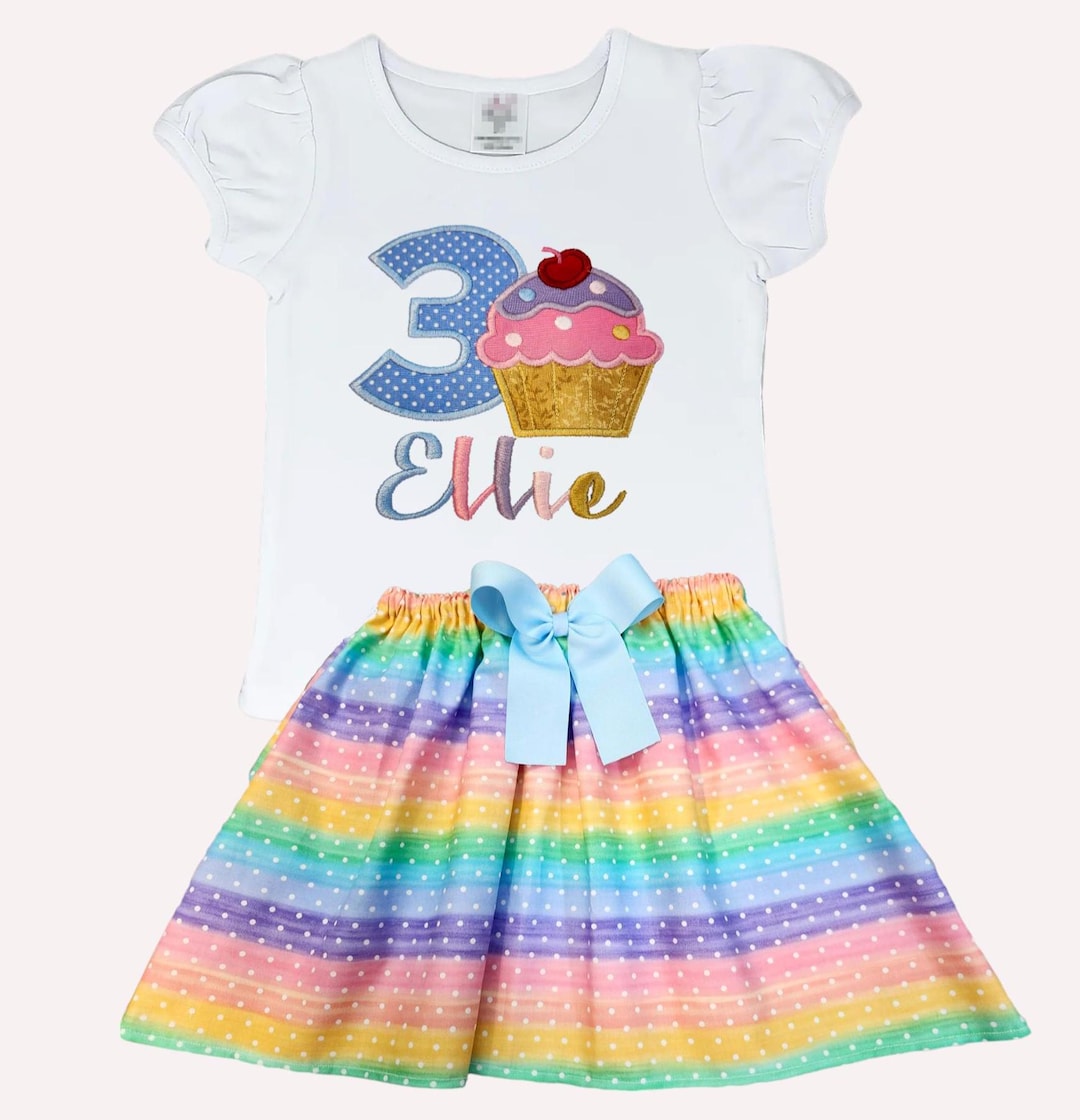Cupcake Personalized Outfit, Girls Cupcake Birthday Shirt and Skirt ...