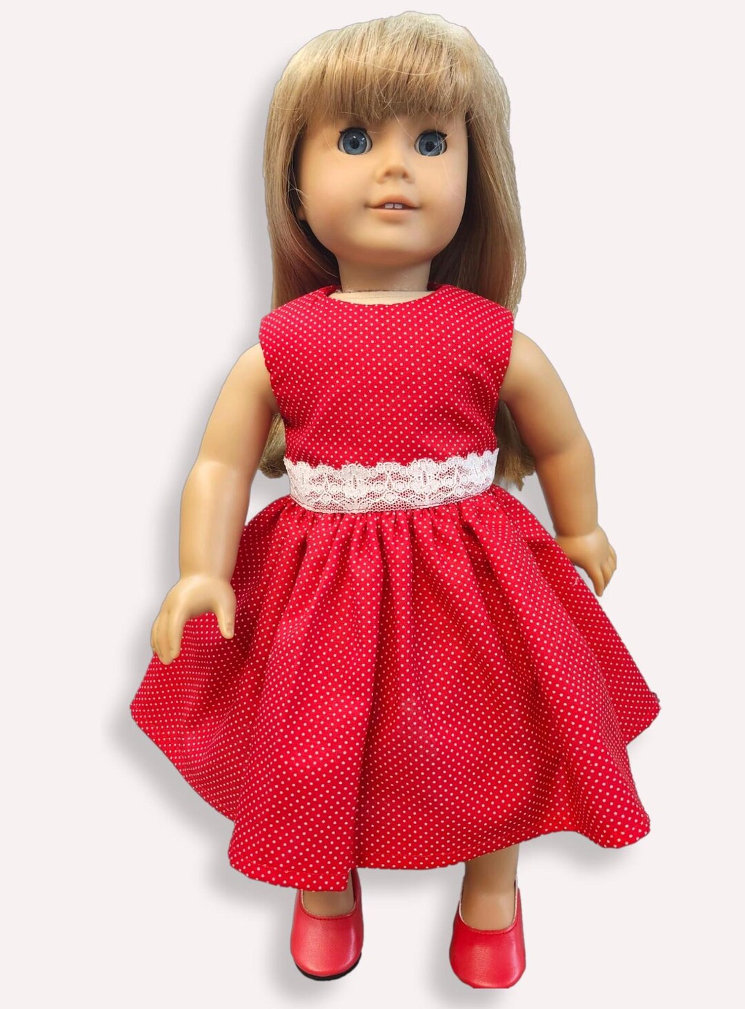 Red Doll Dress - 18 in Doll Dress - Christmas Doll Dress - Red - White ...