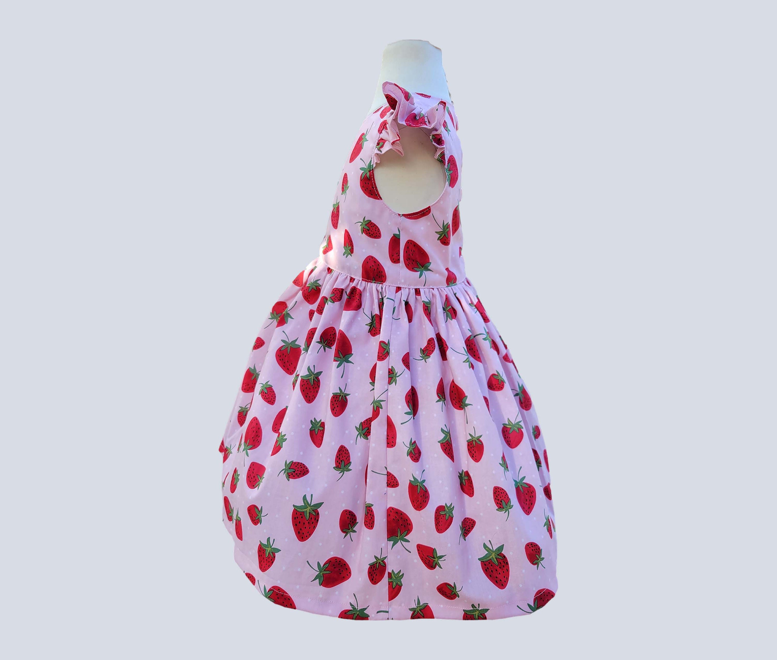 Strawberry Girls Dress, Toddler Dress, Birthday Party Dress, Pink ...