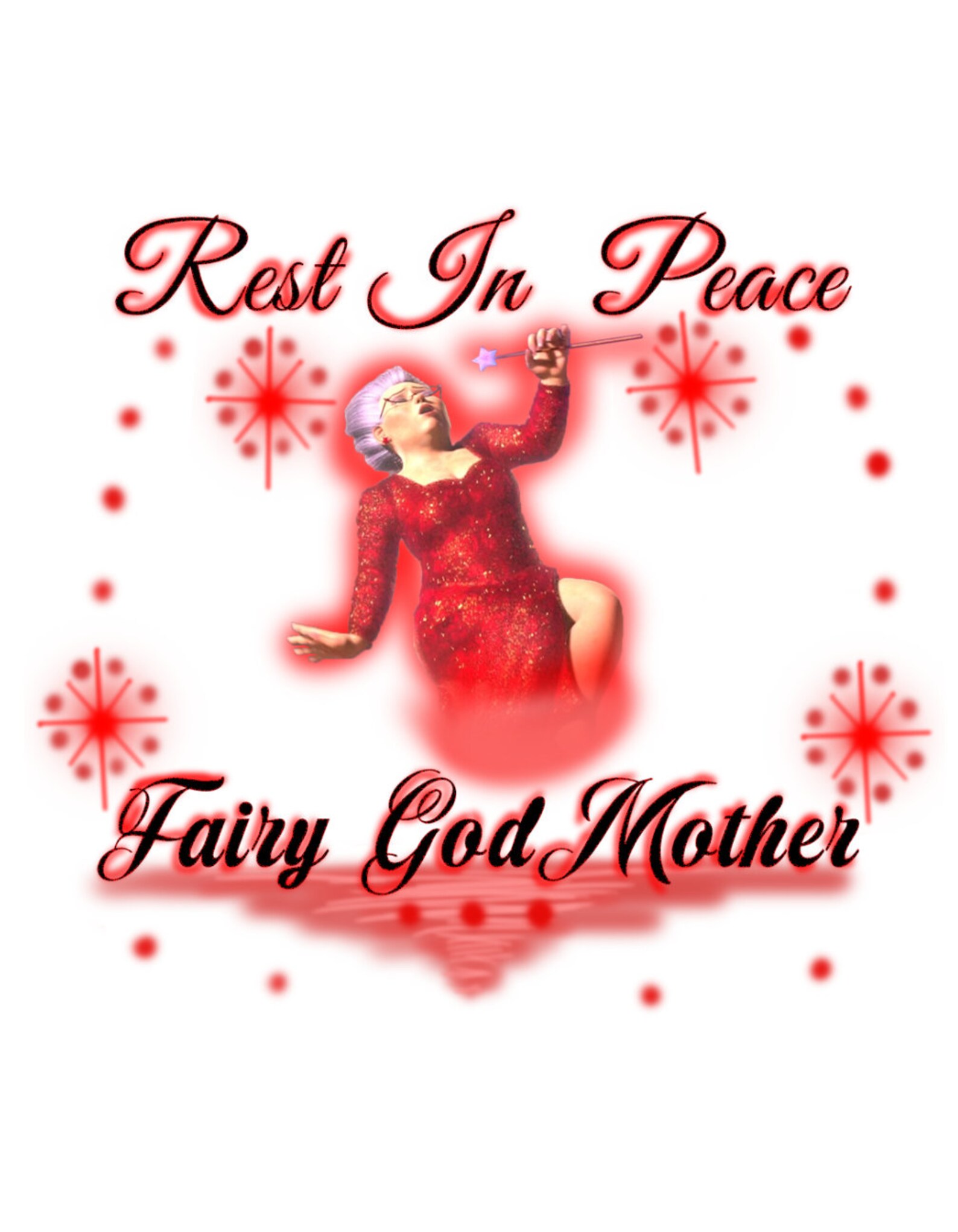 Rest in Peace Fairy Godmother Shrek Air Brush T-shirt - Etsy UK