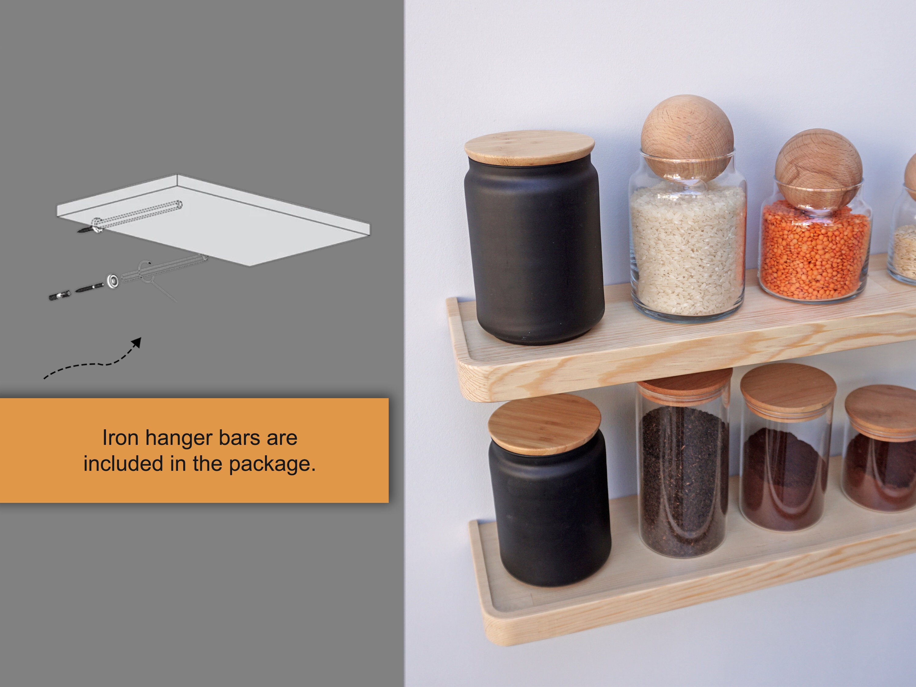 Wood Floating Shelves, Custom Size Floating Shelves With Brackets ...