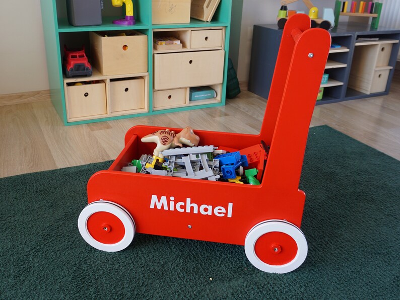 Wooden Car Pusher, Personalized Toy Box, Kids Toy Box, Gift for Kids ...
