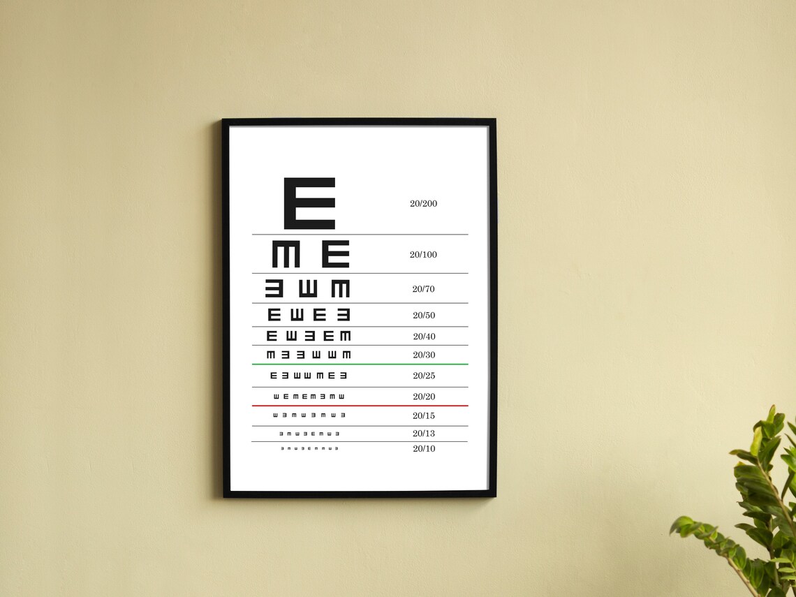 Pediatric Eye Chart Poster, Vision Chart, Visual Acuity Test, Snellen ...