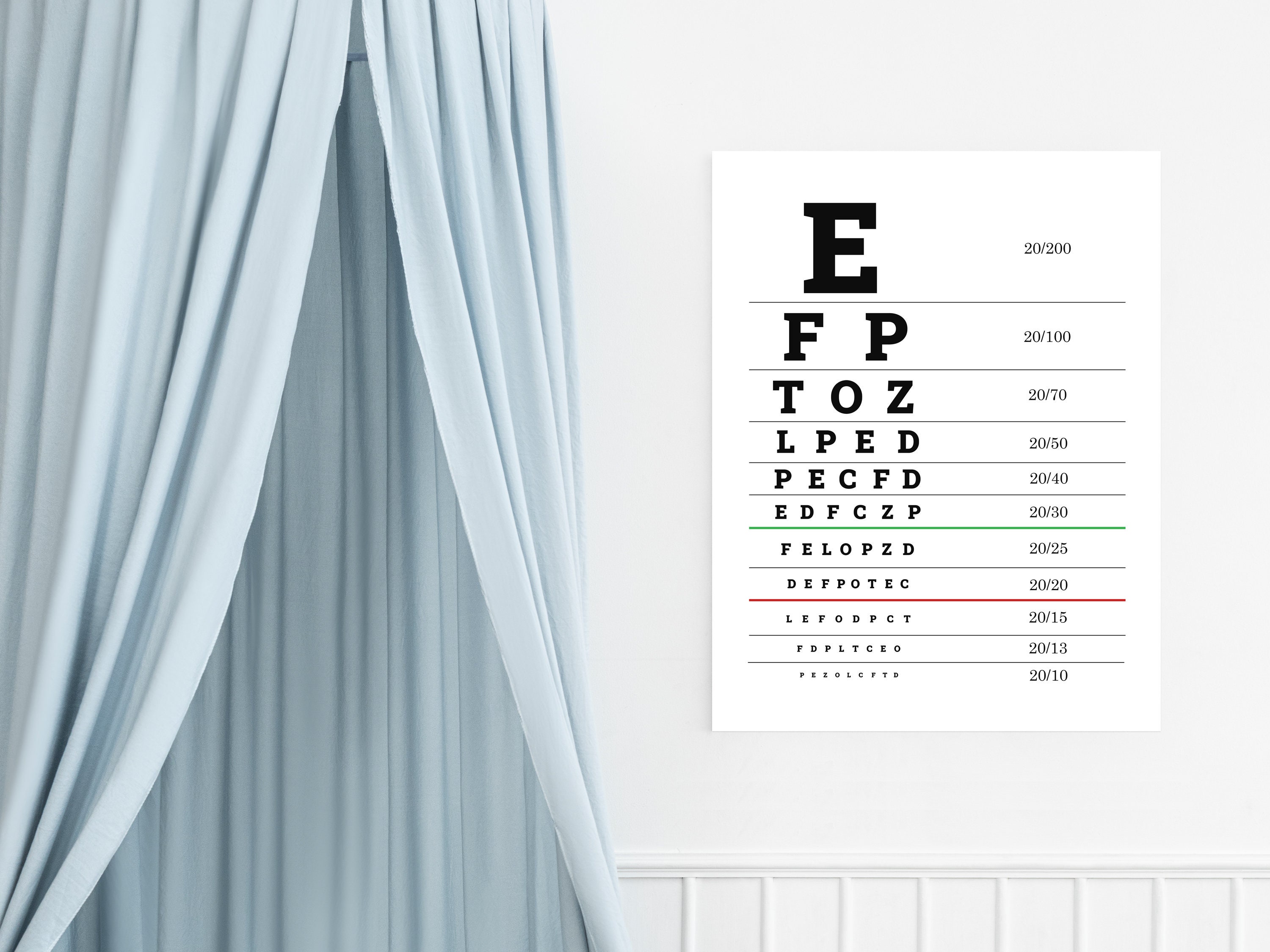 Pediatric Eye Chart Poster, Vision Chart, Visual Acuity Test, Snellen ...