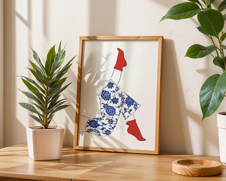 Modern Persian Illustration Print | Iranian Pattern Wall Art | Boho ...