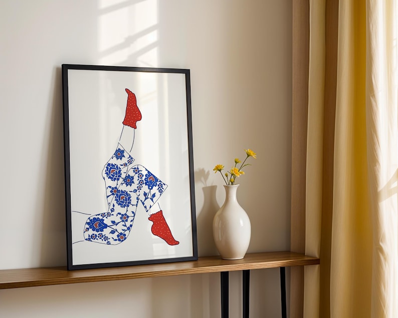 Modern Persian Illustration Print | Iranian Pattern Wall Art | Boho ...