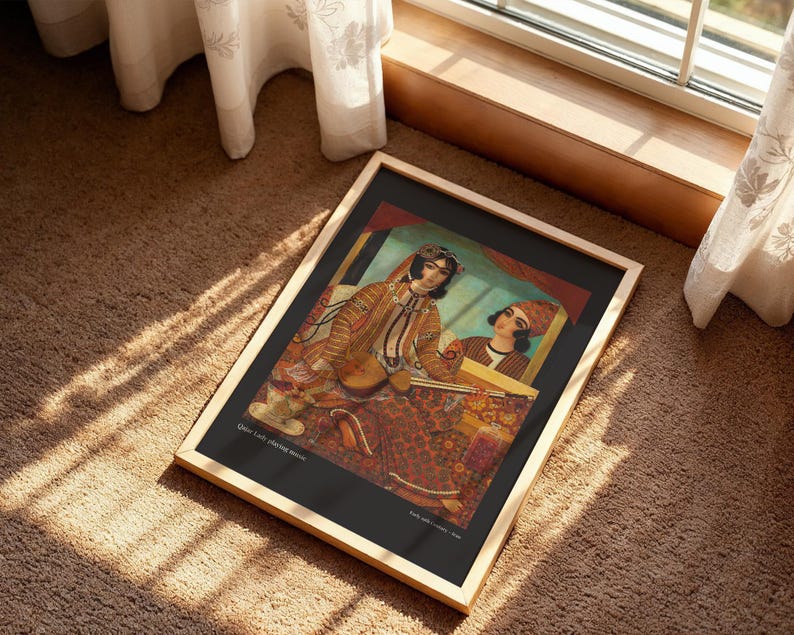 Qajar Lady Print | Persian Miniature Painting | Iranian Wall Art ...