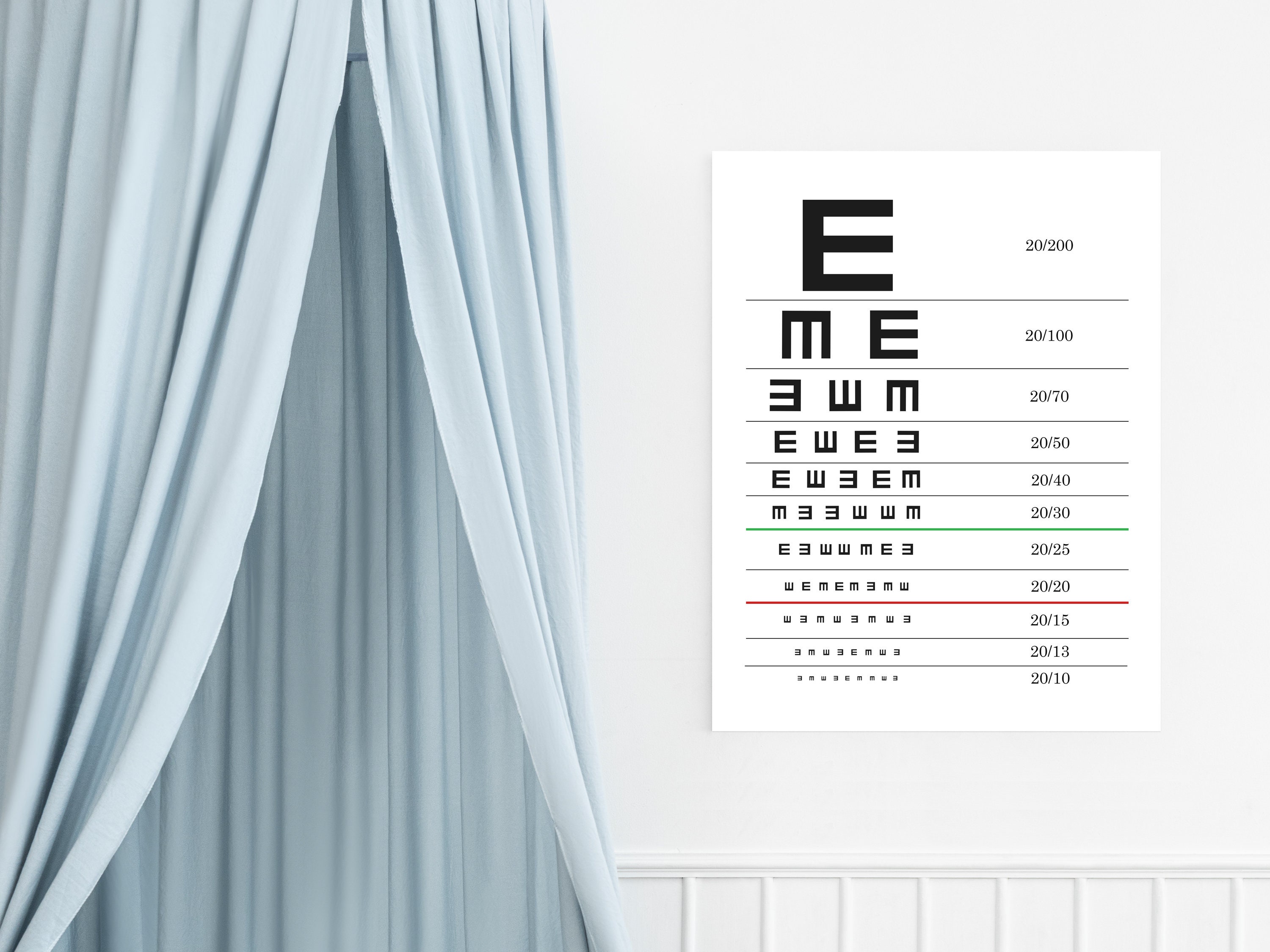 Pediatric Eye Chart Poster, Vision Chart, Visual Acuity Test, Snellen ...