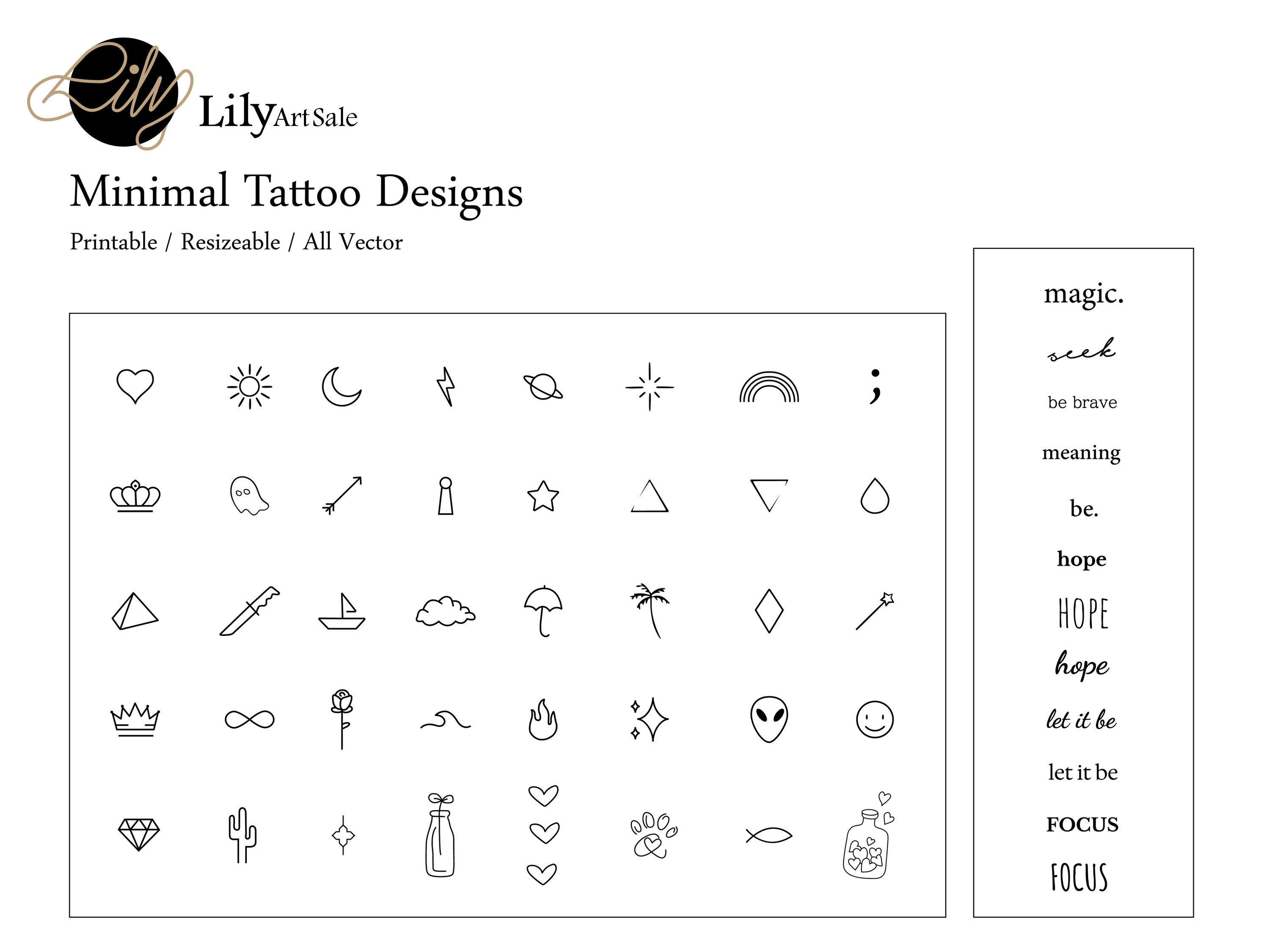 Flash Tattoo Design Sheet, Minimal Floral Tattoo, Tattoo Idea, Cute ...