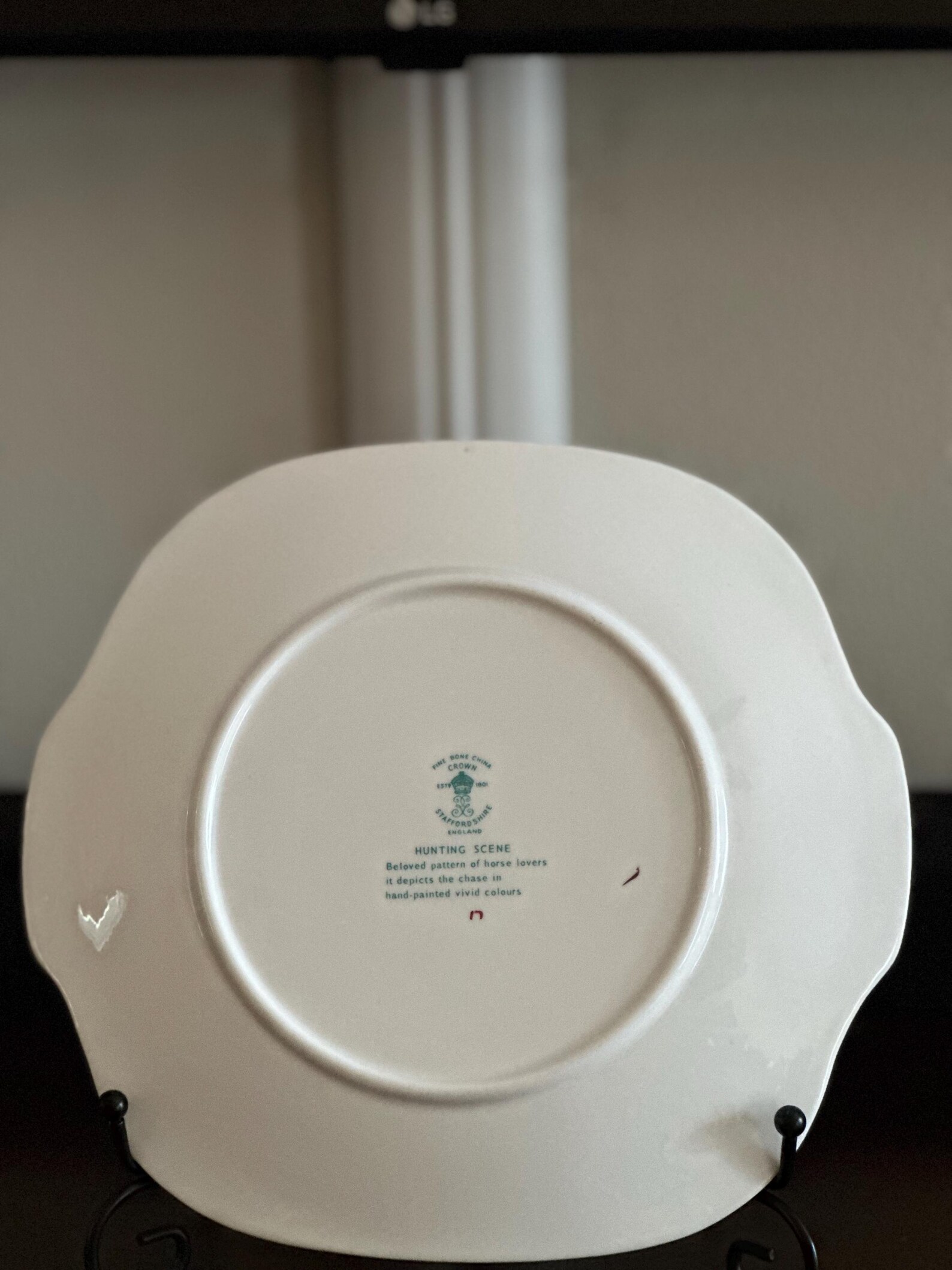 Crown Staffordshire Hunting Scene Cake Plate - Etsy