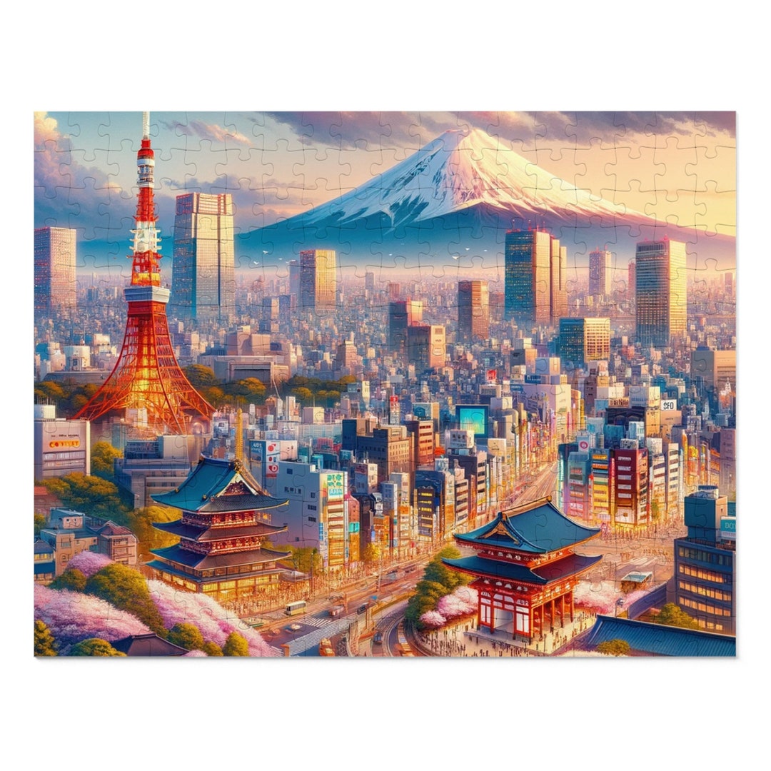 Tokyo Tower Tranquility Artisanal Jigsaw Puzzle 30, 110, 252, 500,1000 ...