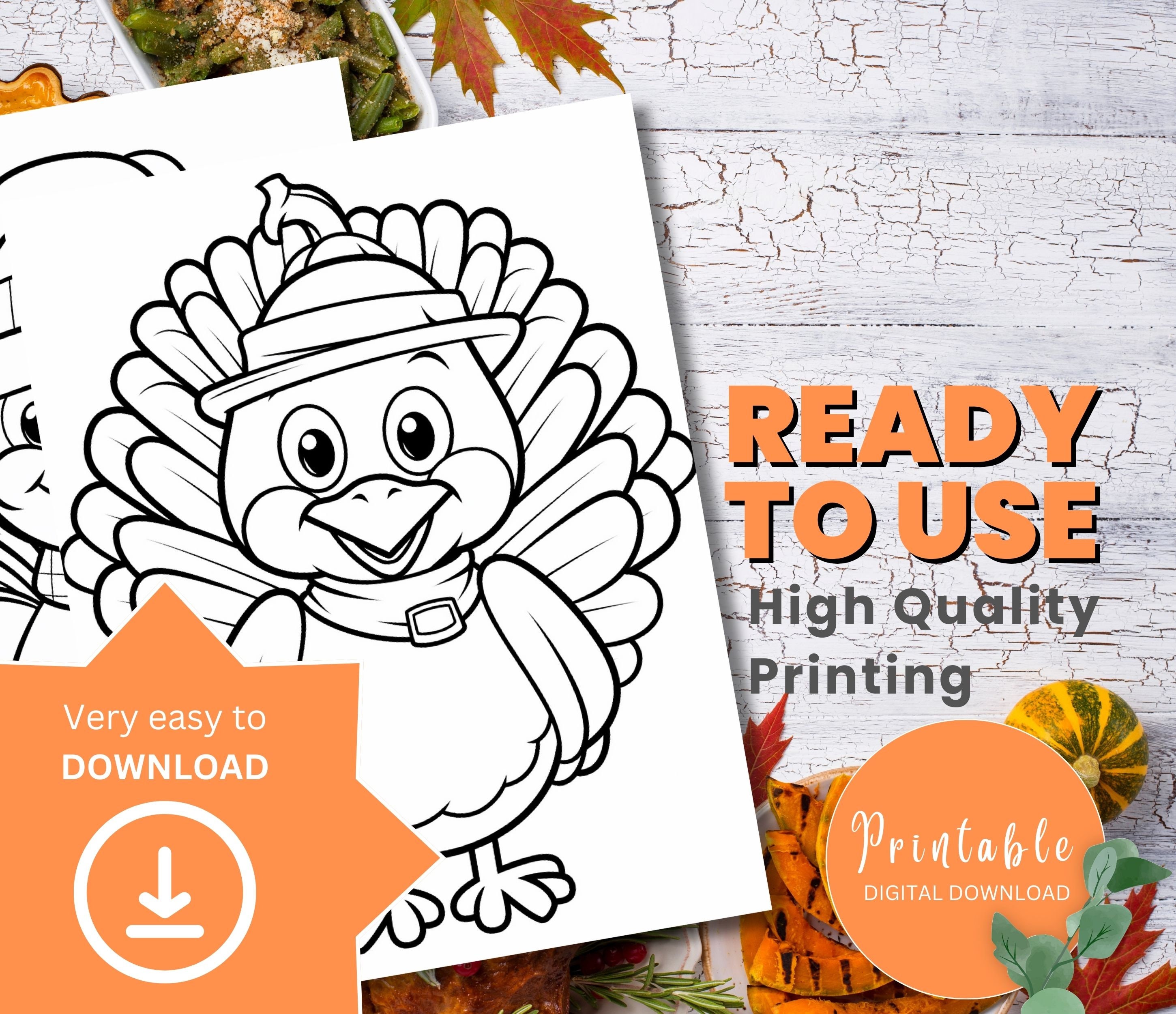 100 Cute Turkey Coloring Pages for Kids, Educational Printable Coloring ...