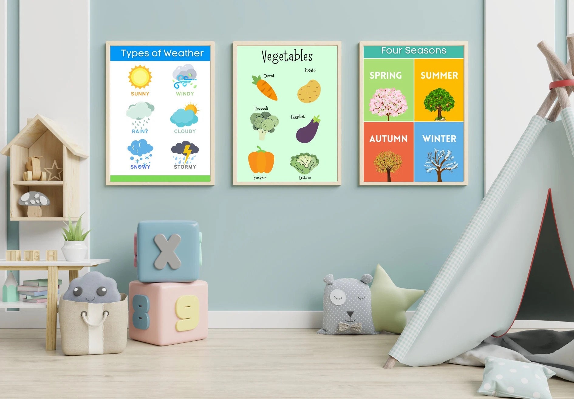 Set of 6 Printable Educational Posters for Kids, Nursery Educative ...