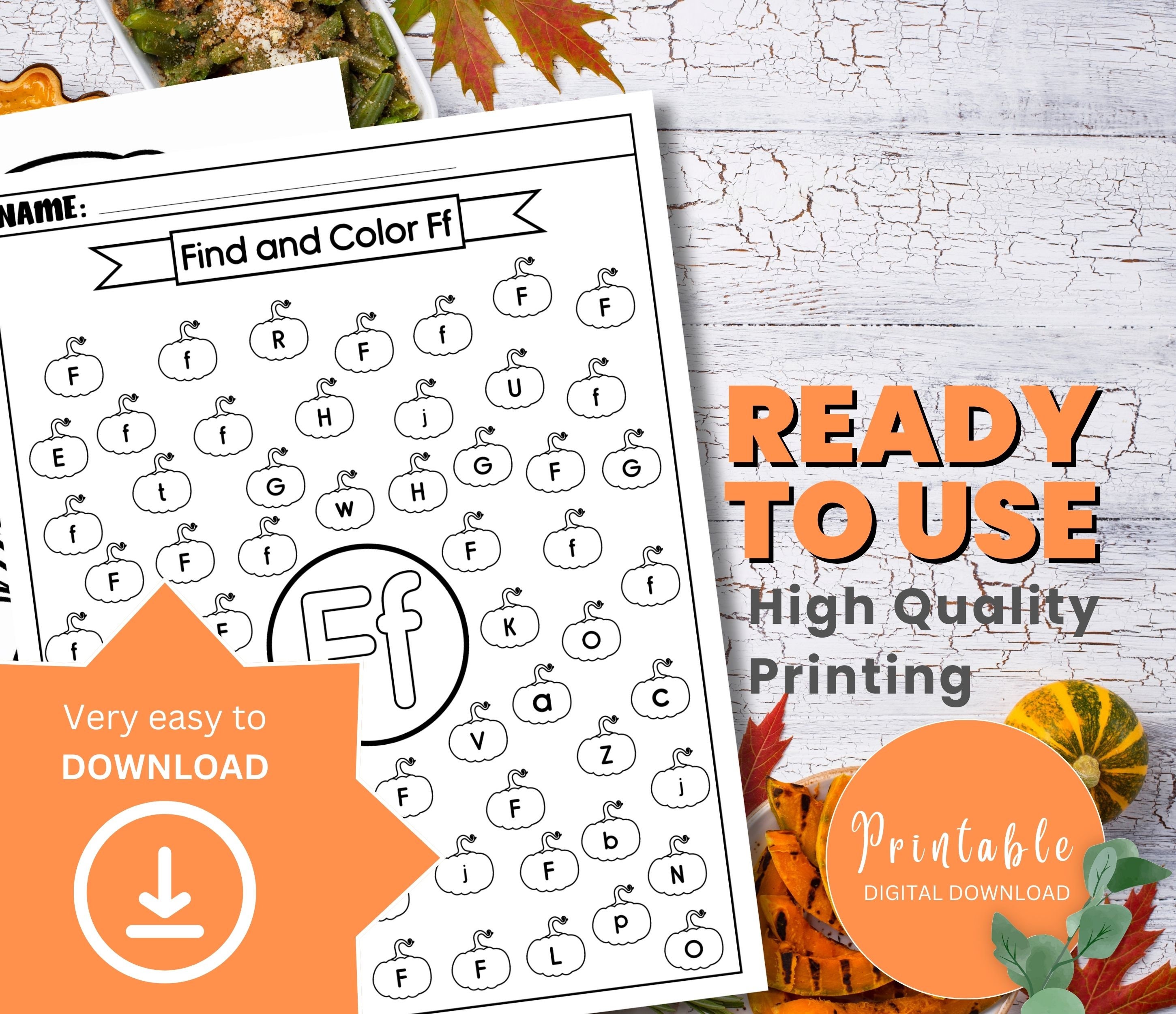 Cute Pumpkin Find and Color by Letter A-Z, Educational Printable ...