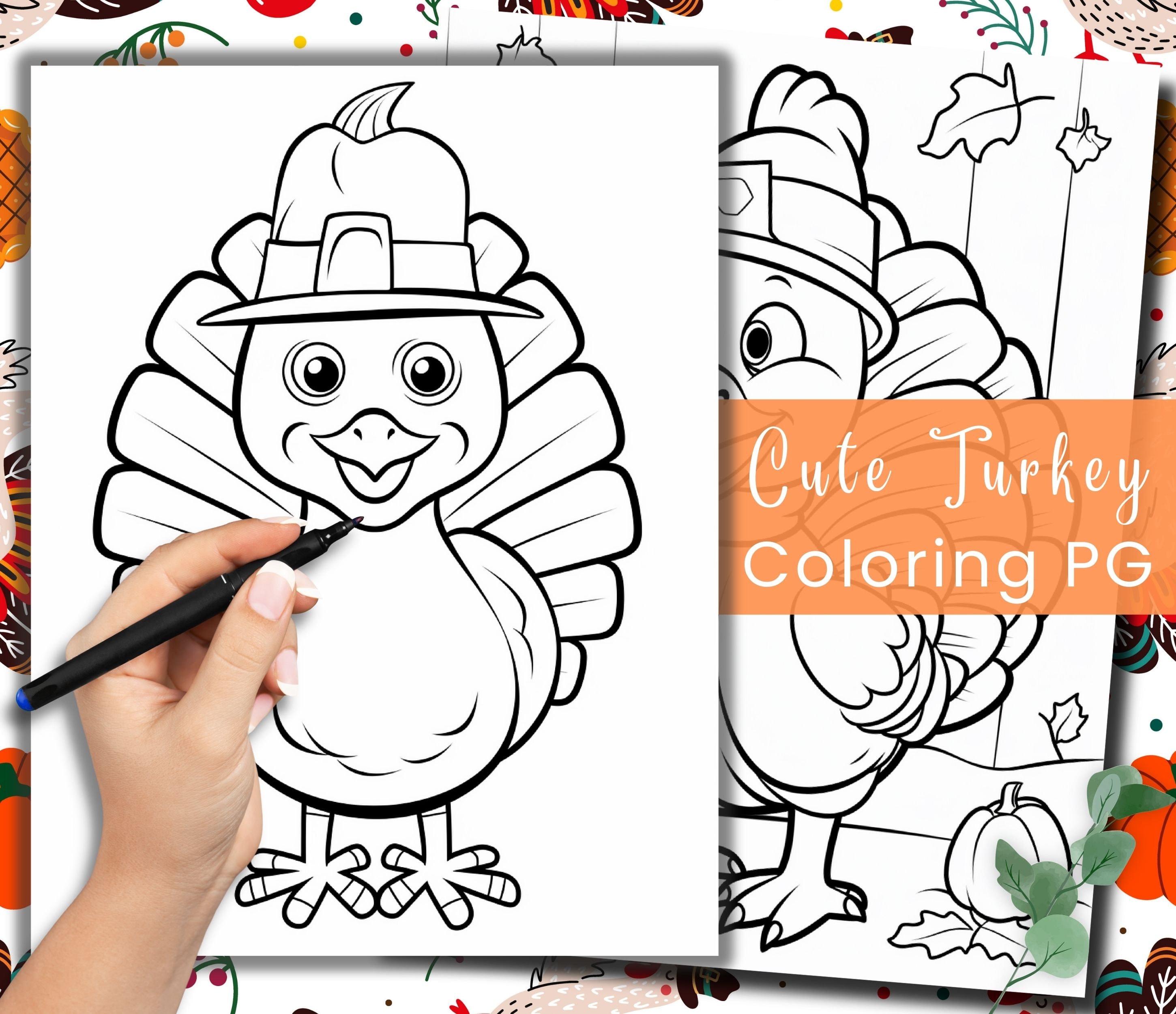 100 Cute Turkey Coloring Pages for Kids, Educational Printable Coloring ...