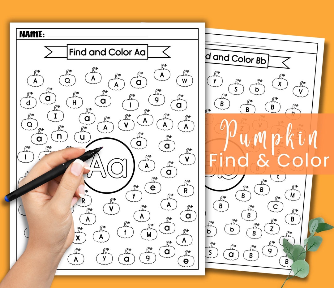 Cute Pumpkin Find and Color by Letter A-Z, Educational Printable ...