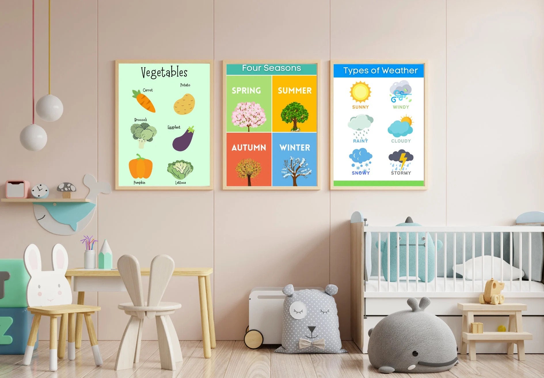 Set of 6 Printable Educational Posters for Kids, Nursery Educative ...