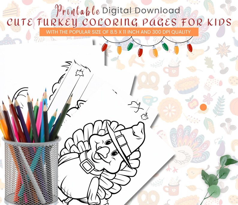 100 Cute Turkey Coloring Pages for Kids, Educational Printable Coloring ...