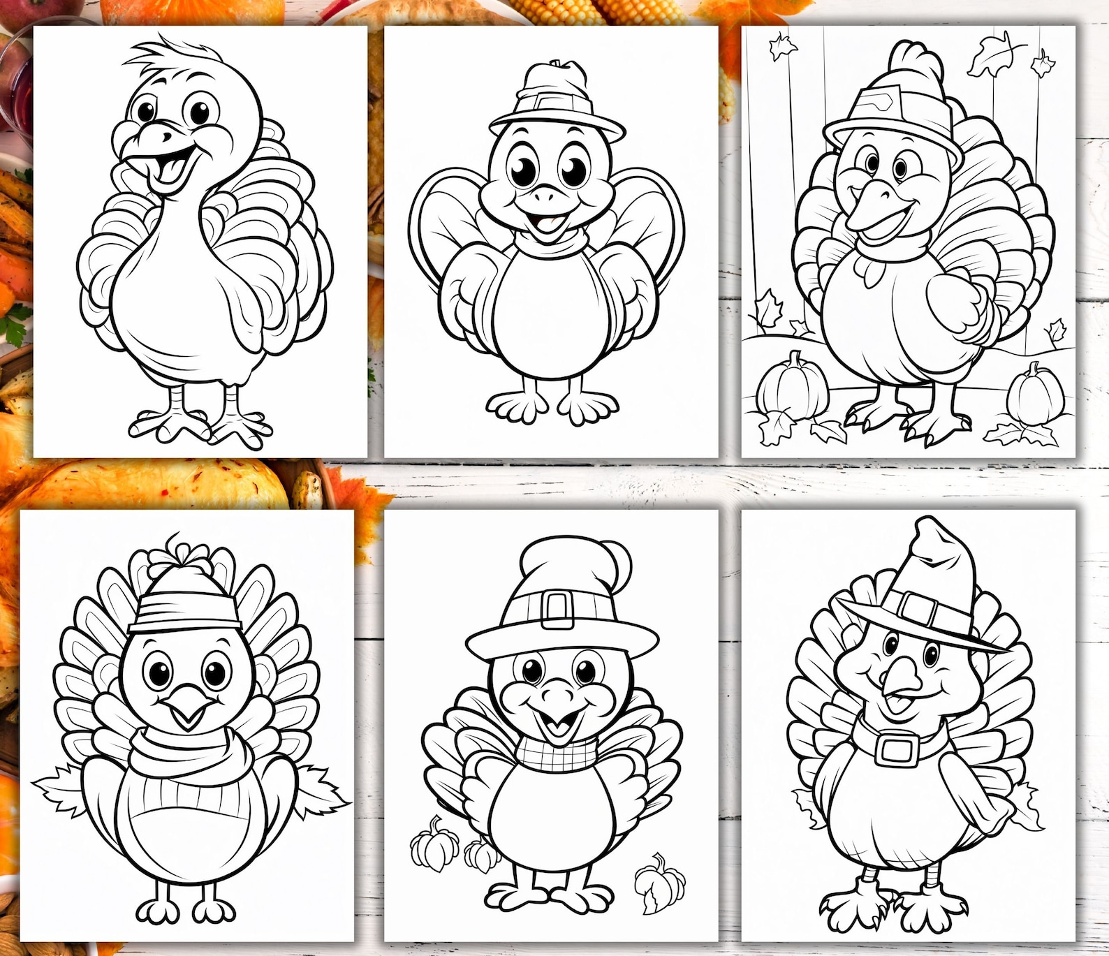 100 Cute Turkey Coloring Pages for Kids, Educational Printable Coloring ...