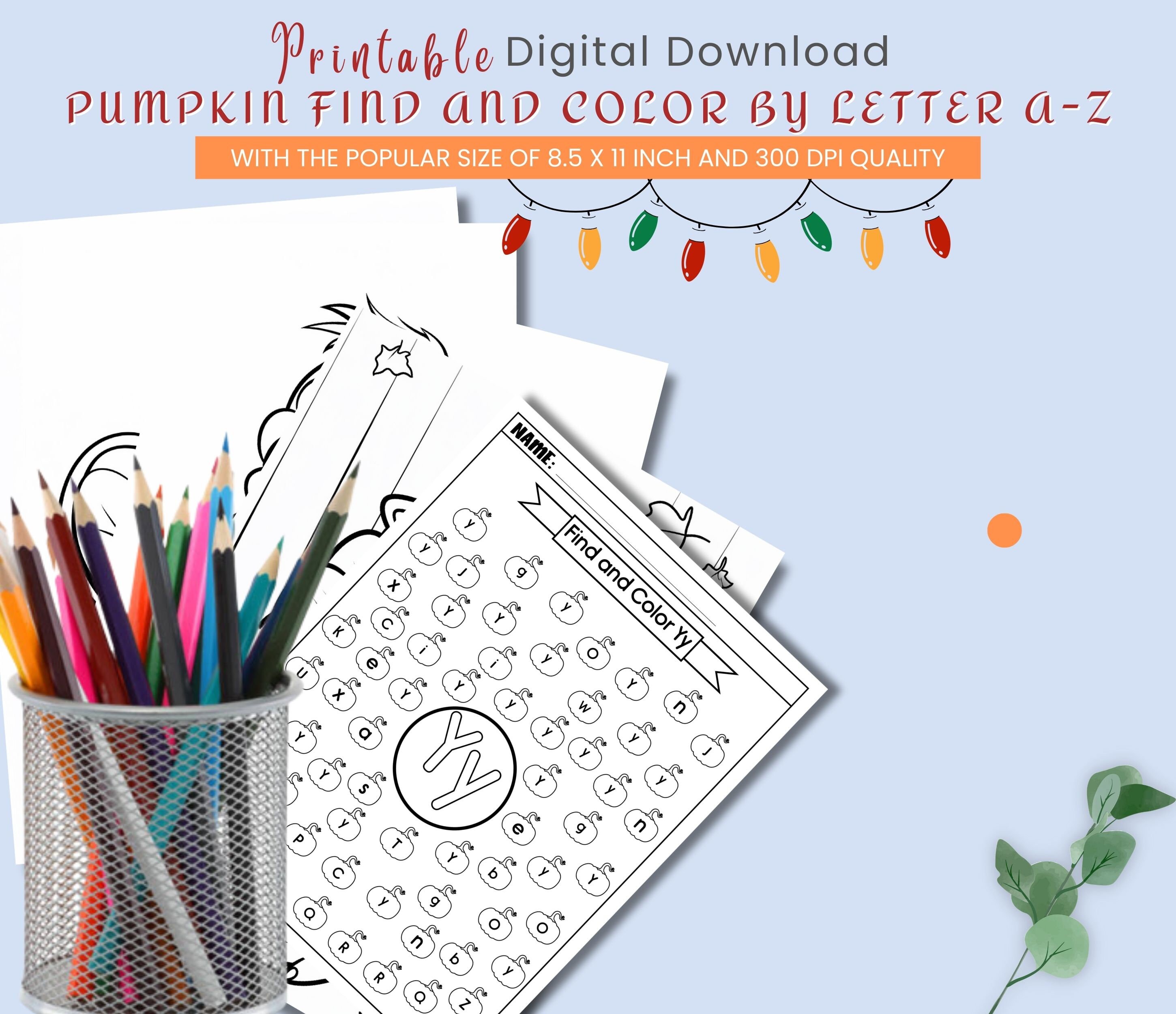 Cute Pumpkin Find and Color by Letter A-Z, Educational Printable ...