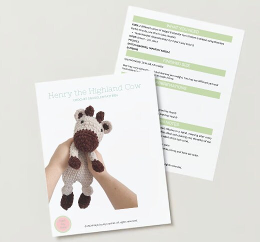 Crochet Snuggler Highland Cow Pattern, Highland Cow Pattern, Amigurumi ...