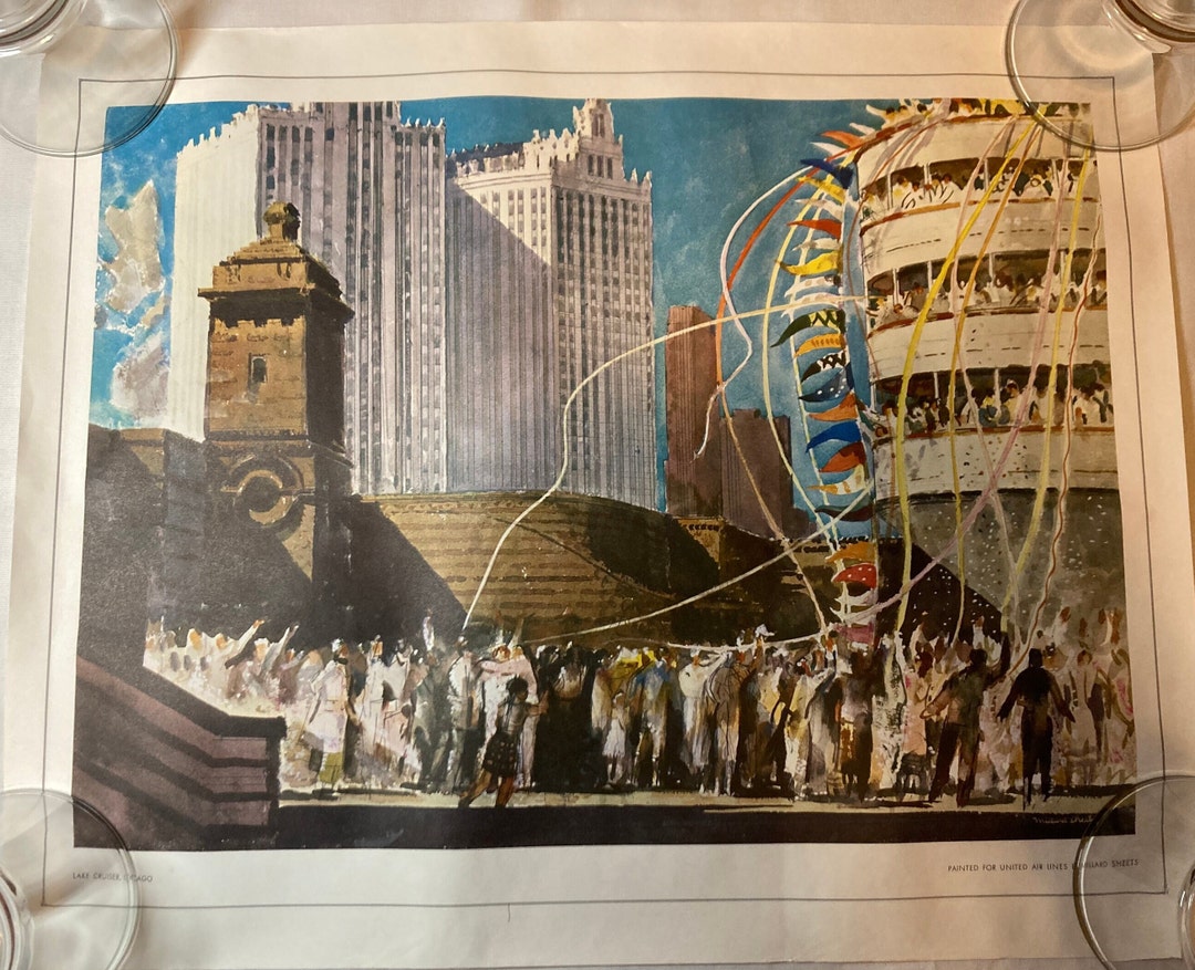 Vintage Print Titled: Lake Cruiser, Chicago Painted for United Air ...