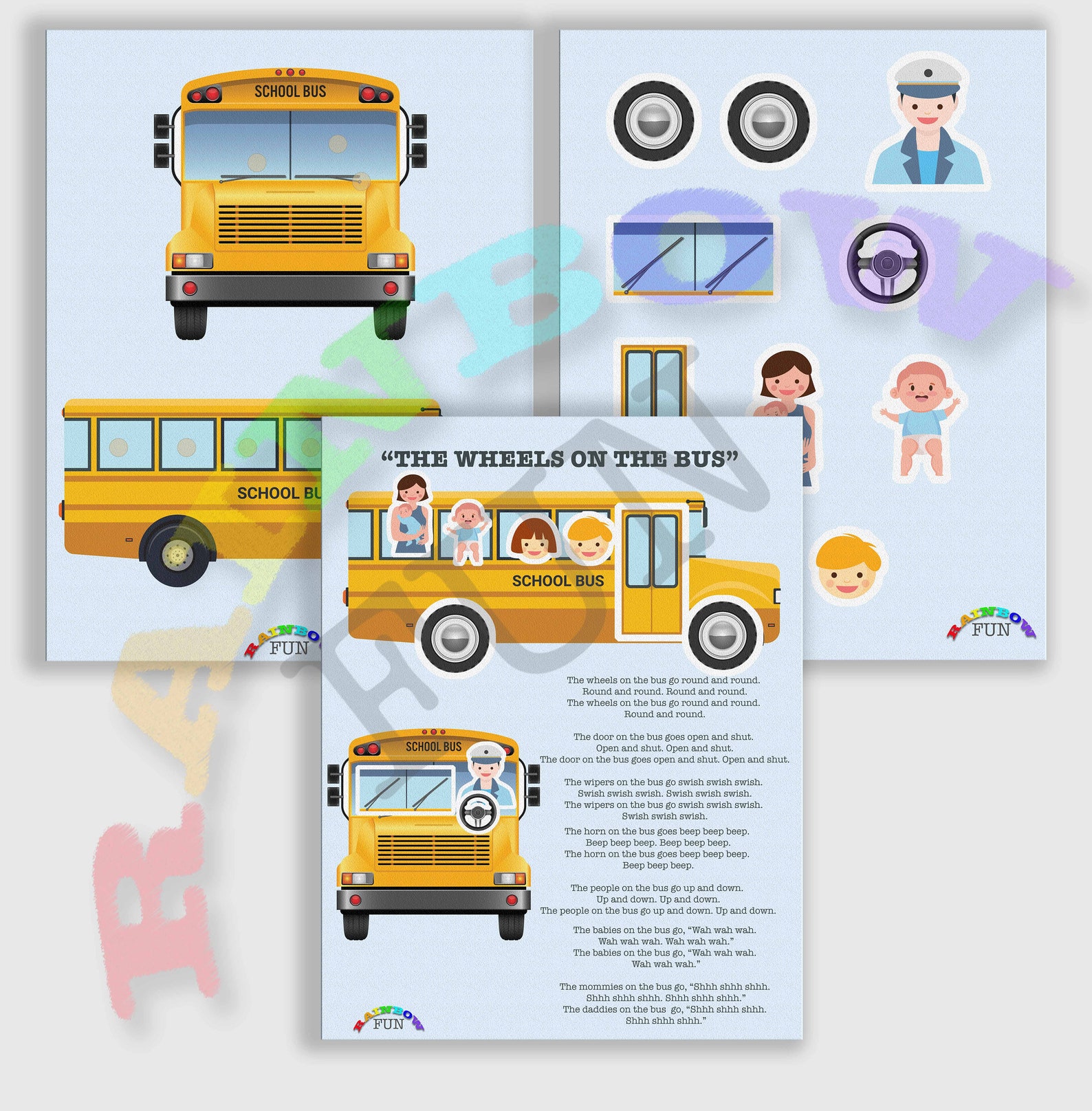 The Wheels on the Bus Printable Visual Matching Activity. Circle Time ...