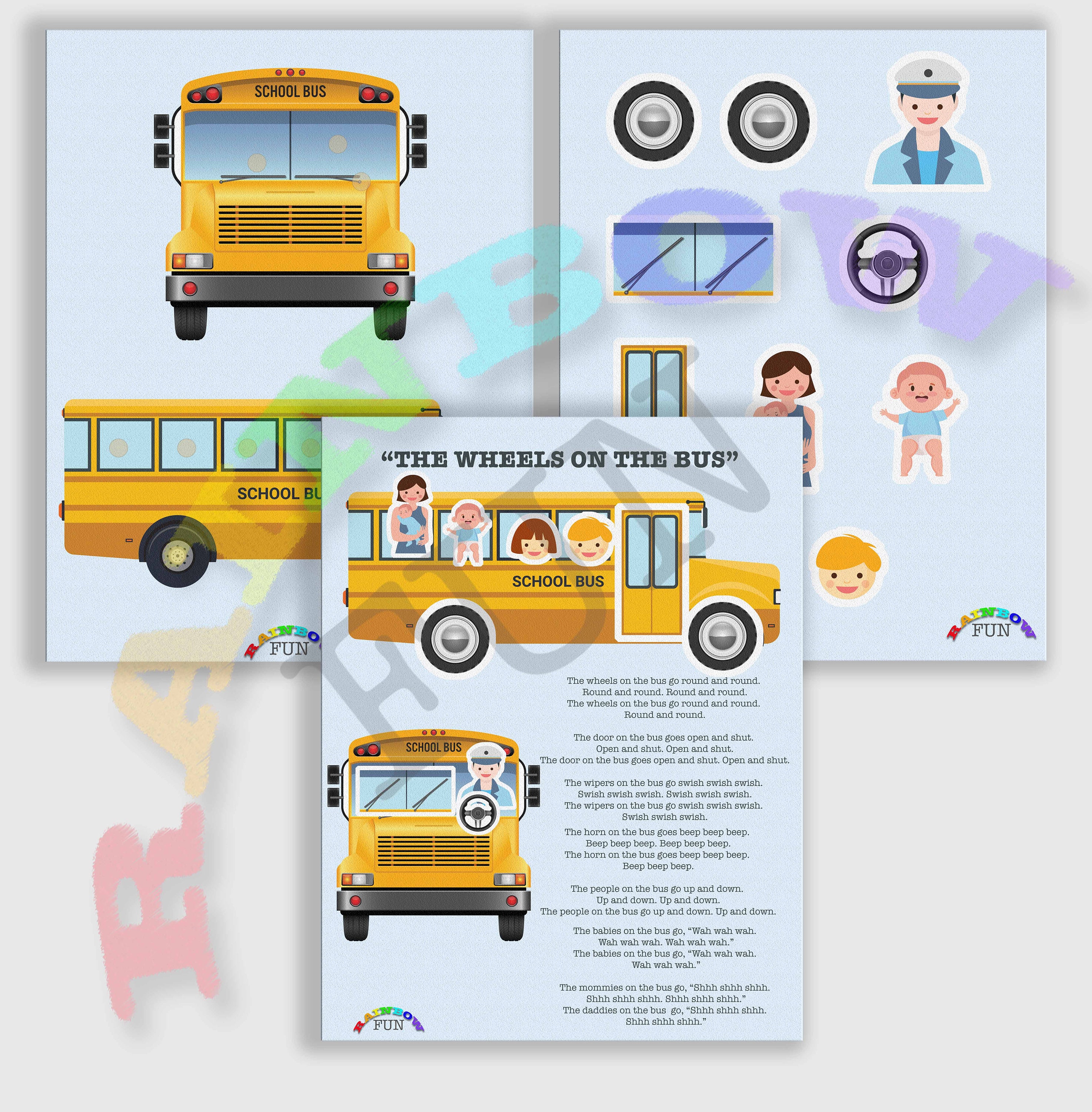 The Wheels on the Bus Printable Visual Matching Activity. Circle Time ...