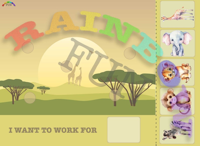 Digital Safari Animals Token Board Reward Chart - Etsy