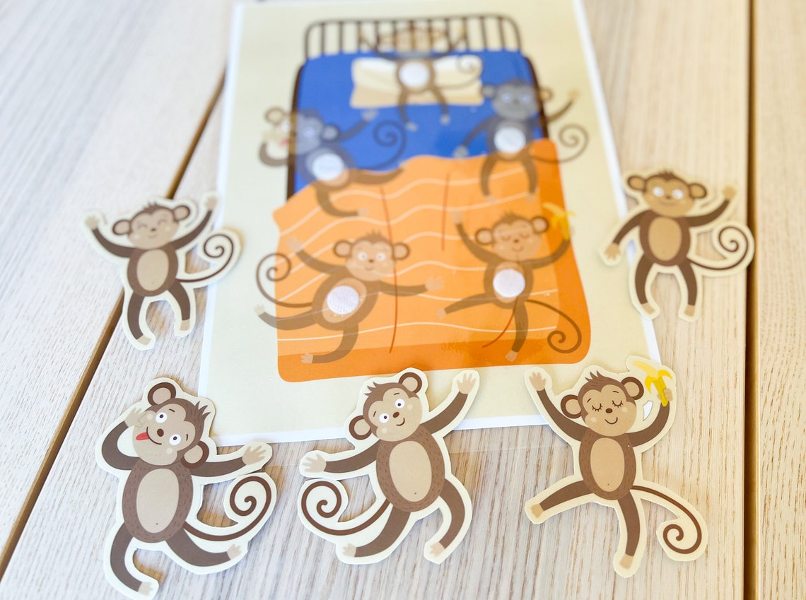 Five Little Monkeys Printable Visual Matching Activity. Circle Time ...