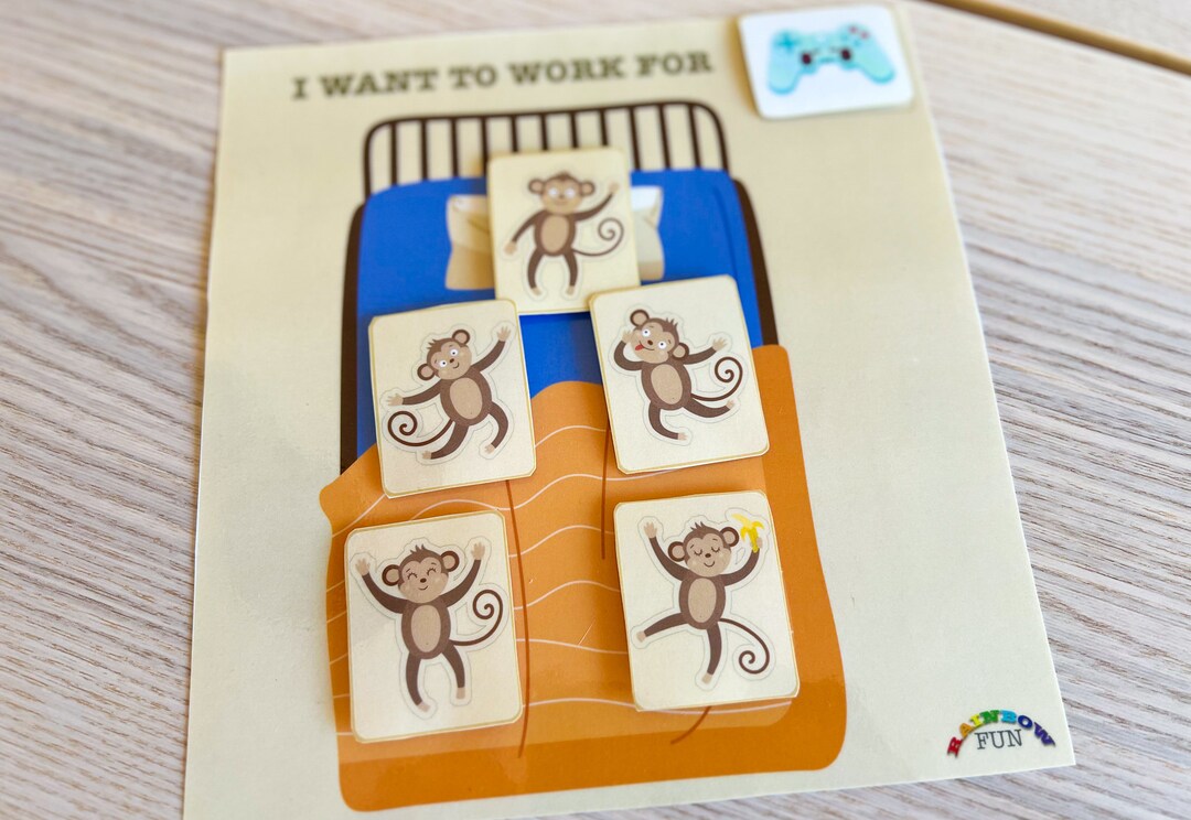 Digital Monkeys on the Bed Token Board Reward Chart - Etsy