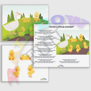 Five Little Ducks Printable Visual Matching Activity. Circle Time Props ...
