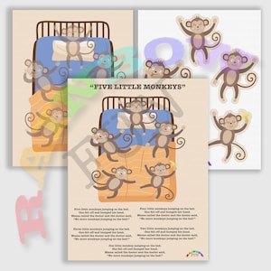 Five Little Monkeys Printable Visual Matching Activity. Circle Time ...