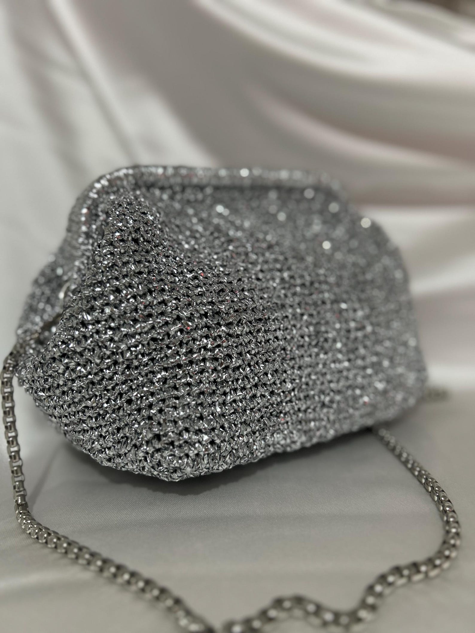 Shiny Metallic Clutch Bag, Luxury Bag, Crochet Clutch Bag, Handmade ...