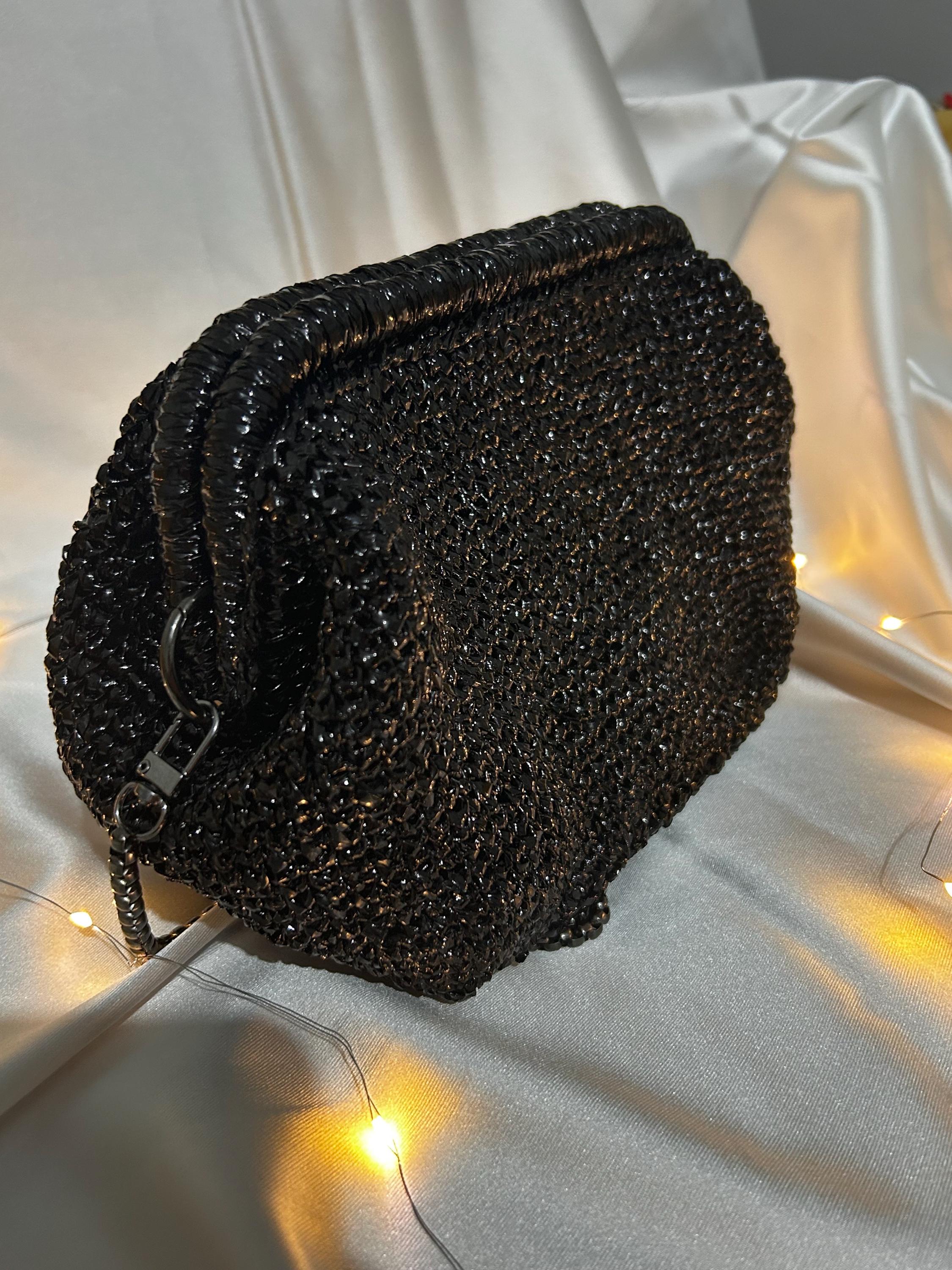 Shiny Metallic Clutch Bag, Luxury Bag, Crochet Clutch Bag, Handmade ...