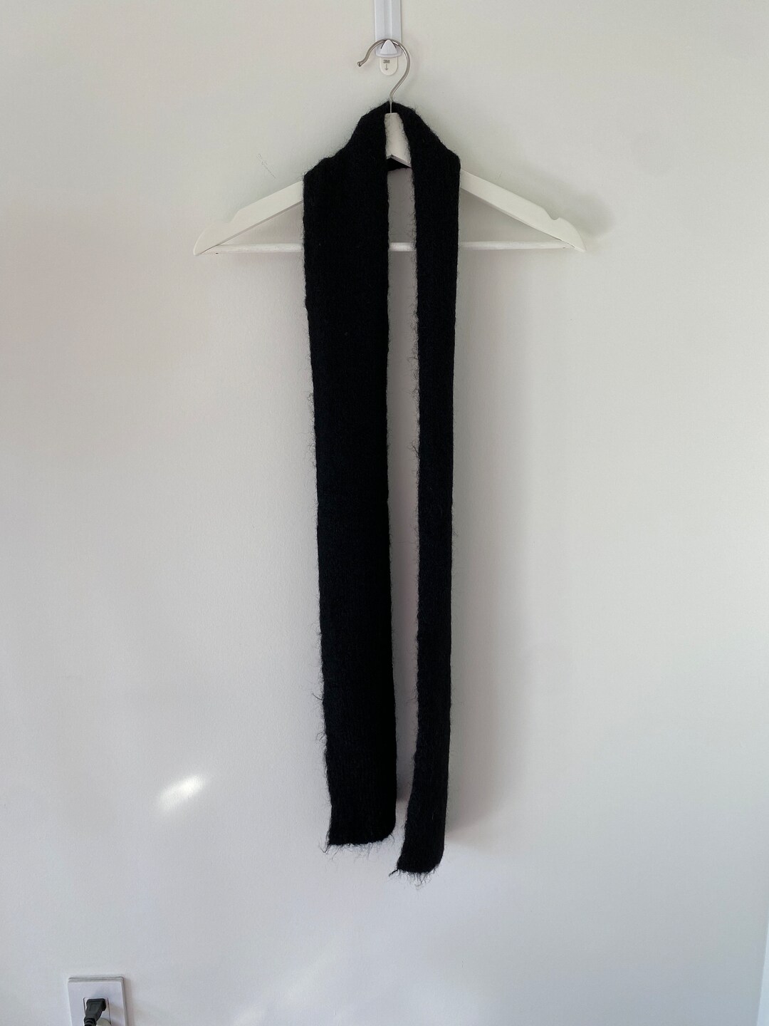 Y2K Skinny Long Mohair Scarf Black Brown White, Winter Scarf, Styling ...