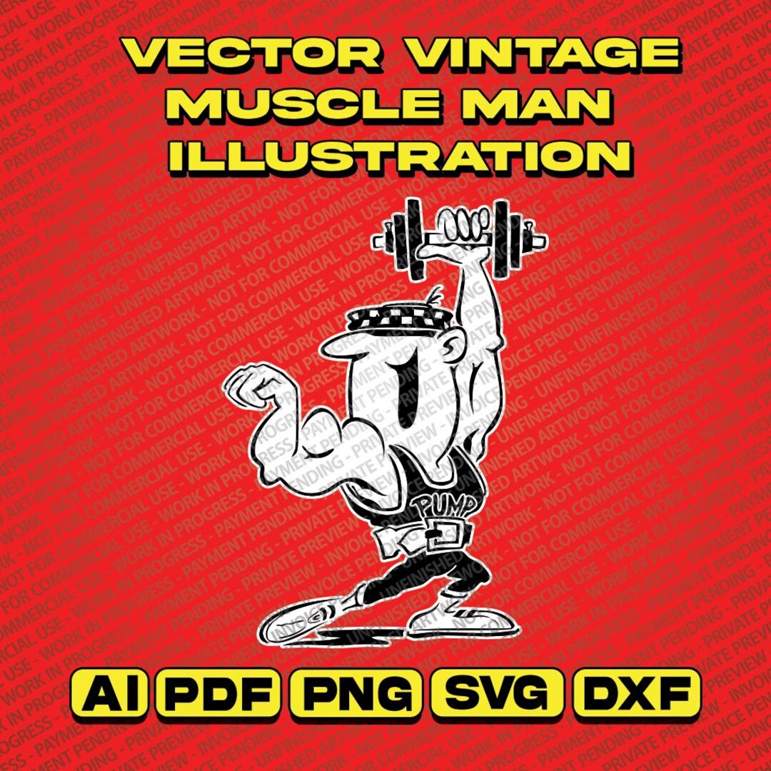 Vector Illustration of Hand-drawn Vintage Muscle Man Bodybuilder ...
