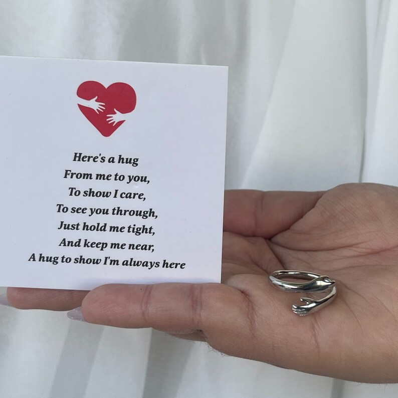 Sterling Silver Hug Ring, Love Ring, Adjustable Ring, Hugging Hand ...