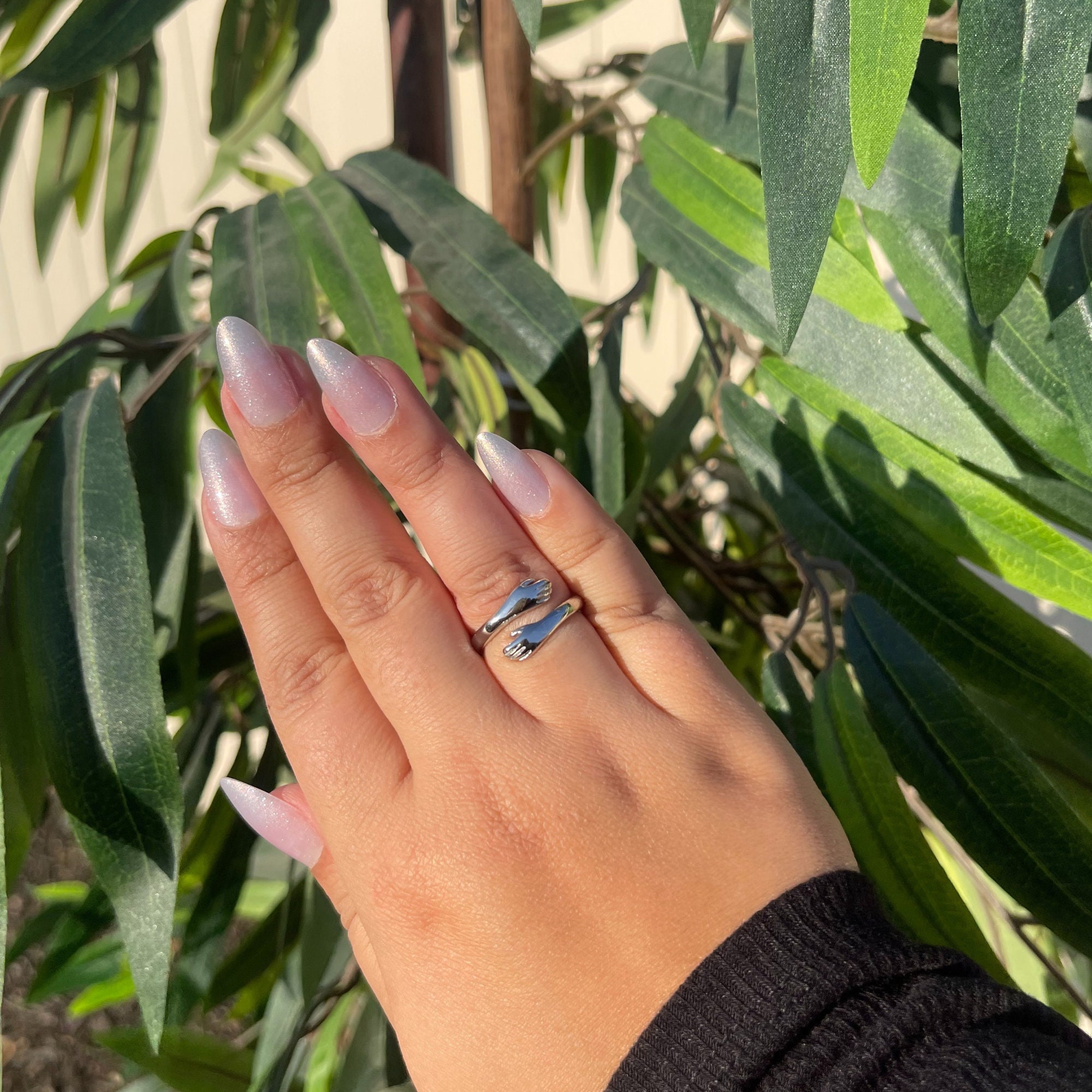 Sterling Silver Hug Ring, Love Ring, Adjustable Ring, Hugging Hand ...