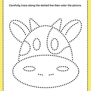 Animal Tracing Worksheet in Pink Yellow Dotted Style - Etsy