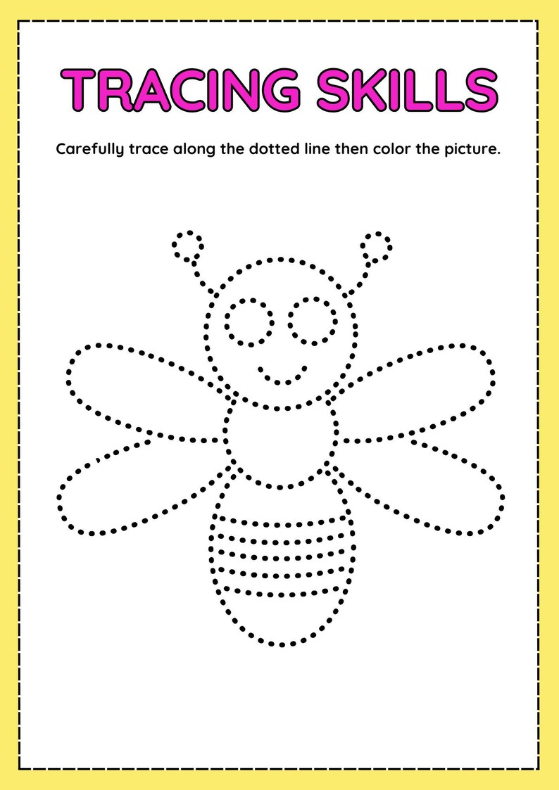 Animal Tracing Worksheet in Pink Yellow Dotted Style - Etsy