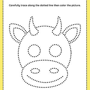 Animal Tracing Worksheet in Pink Yellow Dotted Style - Etsy